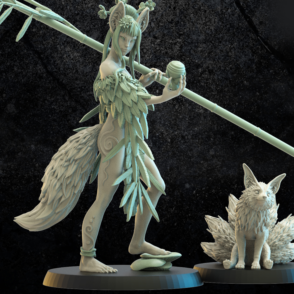 Hanako the Kitsune Druid And Baby Kyubi 3D Print - STL file ...