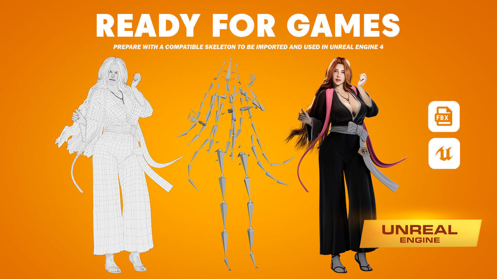 Rangiku Matsumoto - Bleach Game Ready - Low Poly Low-poly 3D model ...